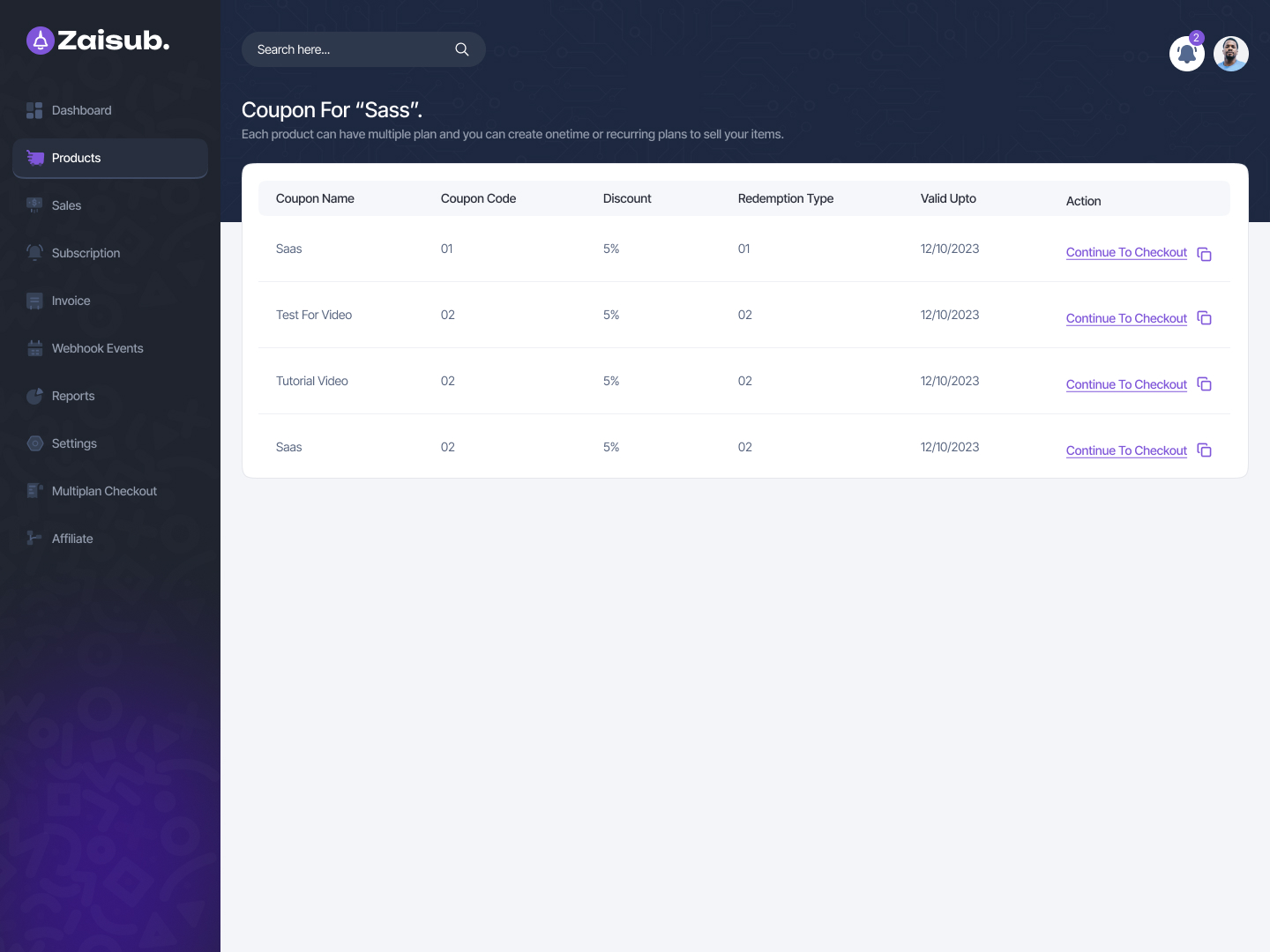 Zaisub - Subscription & Billing Management Laravel Script. by zainiktheme